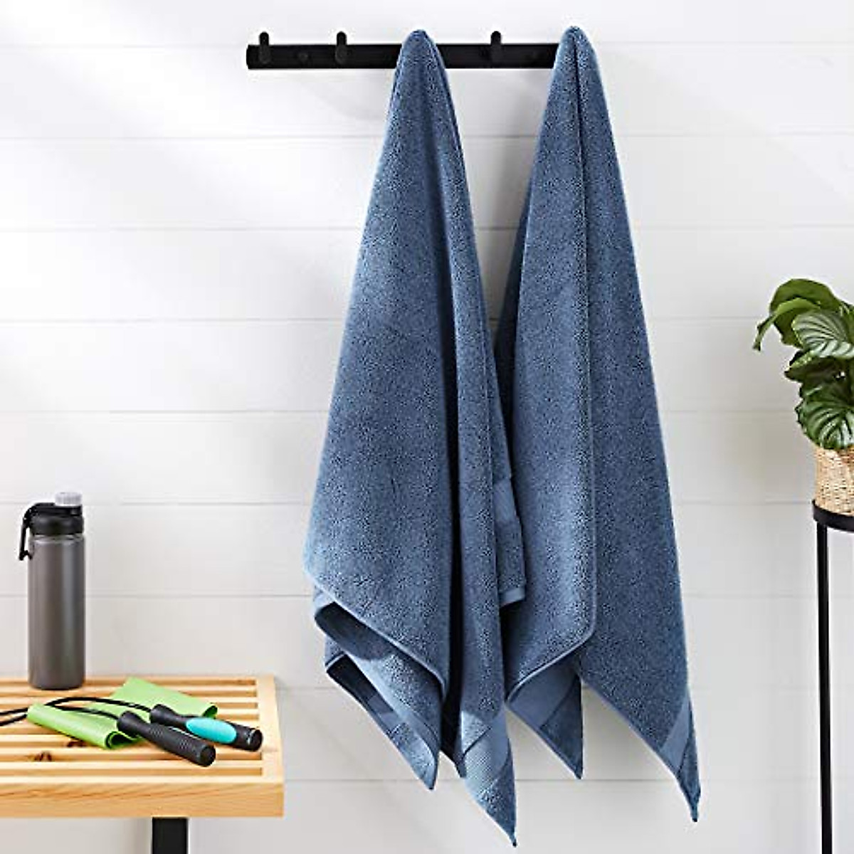 Amazon Basics Dual Performance Bath Towel - 4-Pack, Cotton, True Blue