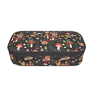 Aoojanu Mushrooms Snails Butterflies Large Pencil Case With Zipper Compartments Stationery Pencil Bag For Kids Teens Students School Supplies
