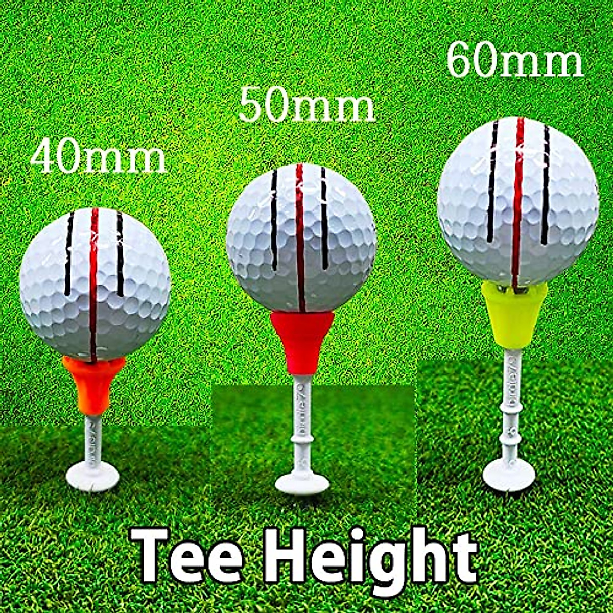 BIRDIE79 Upgraded Premium Big Head(Silicone)Golf Tees 3-1/4 - Height Adjustable - Easy Tee Up - Tee Off with Greater Consistency - Excellent Durability - Golf Tee Hanger - 1Pack(12ea Tees+2ea Figures)