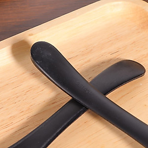 6PCS Asian Soup Spoons Chinese Soup Spoons Japanese Soup Spoons Spoons Rice Spoons Black Melamine Spoons Tableware for Ramen Wonton Dumpling Miso