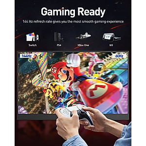 CNBANAN 144Hz Portable Gaming Monitor 17.3" for Laptop FreeSync 1080P HDR IPS USB-C Laptop Monitor VESA Ultra-Slim Dual Speakers Travel Monitor for Laptop Mac Phone Xbox Game Monitor
