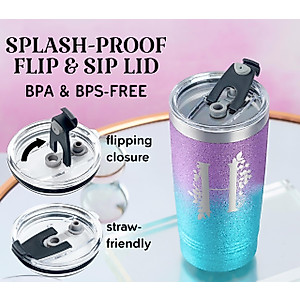 Personalized Tumblers with Lids and Straws for Women, Monogrammed Travel Mugs with Initials, Unique Gifts for Her on Birthdays Xmas, Purple, S