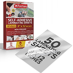 XFasten Self-Adhesive Laminating Sheets, 9 x 12 Inches (50-Pack), 4.76 Thickness