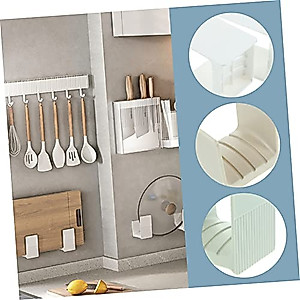 LABRIMP 3pcs Lid Rack Cups Set Green Pots and Pans Set Plastic Stand Pot Lid Rack Wall Mount Dish Rack Pot Lid Holder Stand Pan Cover Rack Punch-free Pot Lid Storage Organizer Small Tools