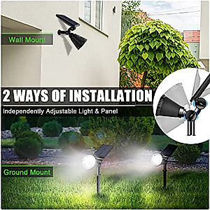 XTAUTO Solar Landscape Spotlights Outdoor, 7 LEDs Auto On/Off Solar Powered Waterproof Spot Wall Lights Flag Pole Lights 3 Lighting Modes for Tree Yard Garden Driveway Walkway Patio Pathway 2-Pack