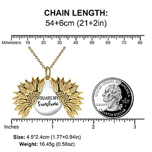 SLOONG You Are My Sunshine Engraved Necklace Inspirational Sunflower Locket Necklace Jewelry Mother's Day Gift for Women Girlfriend