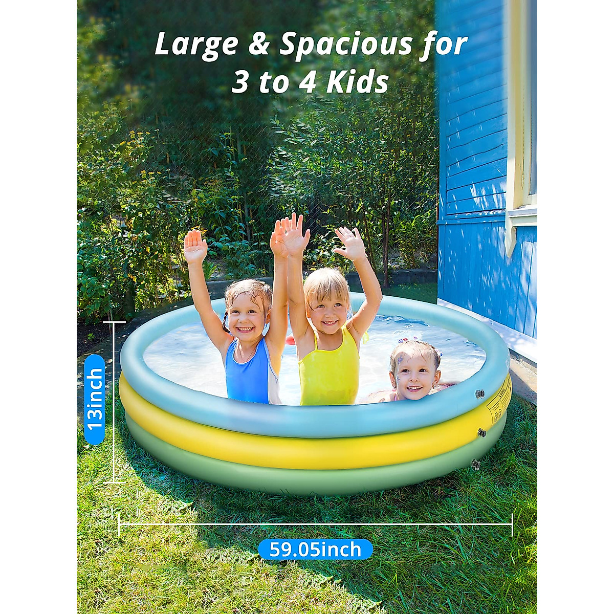 AKASO Kiddie Pools, 59'' x 13'', Inflatable Swimming Pools for Boys, Girls, Toddlers, Easy Set Up Inflatable Baby Ball Pit Pool for Ages 2+, Garden, Backyard, Outdoor Summer Water Party