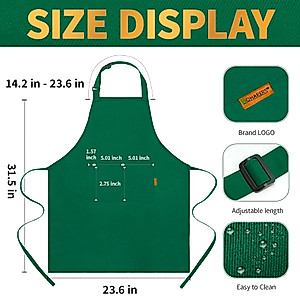 BOHARERS Green Aprons with Pockets - Restaurant Bib Apron for Work Home Kitchen Washable Chef Aprons Costume