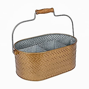 Galvanized Bucket,Galvanized Utensil Holder,Utensil Caddy,Silverware Caddy,Metal Caddy,Outdoor Utensil Caddy,Tin Utensil Holder,Utensil Caddy for Parties,Picnic Caddy,Farmhouse Utensil -White Natural