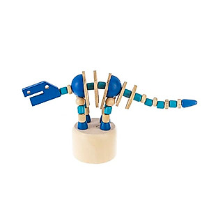Personalized Gifts Dinosaur Wooden Push Puppet Finger Toys (Blue Dino)