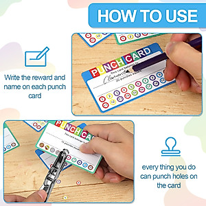 Punch Cards for Classroom, 240 Pack Kids Behavior Reward Punch Cards, , Incentive Punch Card for kids, Business, Students, Teachers, 2 Styles