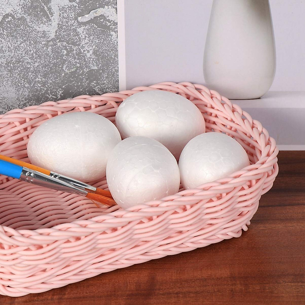 BESTOYARD 20pcs Easter Foam Eggs Styrofoam Polystyrene Egg Shapes Easter Egg Decorations Ornaments DIY Crafts 6cm White