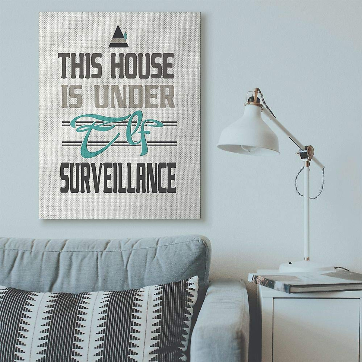 Stupell Industries Elf Surveillance Christmas Holiday Word Design Canvas, Multi-Color