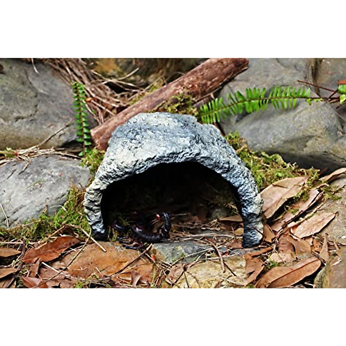 Gray Reptile Rock Cave Habitat Hide – Premium Non-Toxic Resin for Aquariums & Terrariums – Large Size