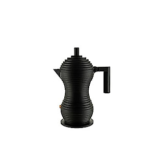 Alessi MDL02/3 BB Pulcina Stovetop Espresso Maker Black, 3-Cup