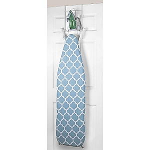Spectrum Diversified Over-the-Door Holder No-Installation Iron & Ironing Board Storage, Sturdy Steel Construction With Rubberized Hook Ends Laundry Room Storage & Closet Organization, White, Large
