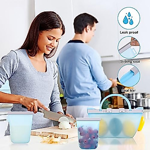 Reusable Bags Gallon Freezer Bags Gallon Containers For Liquids 10pcs Ziplock Bags Gallon Ziploc Endurables Bags Ziploc Slider Bags Reus Silicone Food Storage Bag Food Bunker(Microwave Freezer Usable)