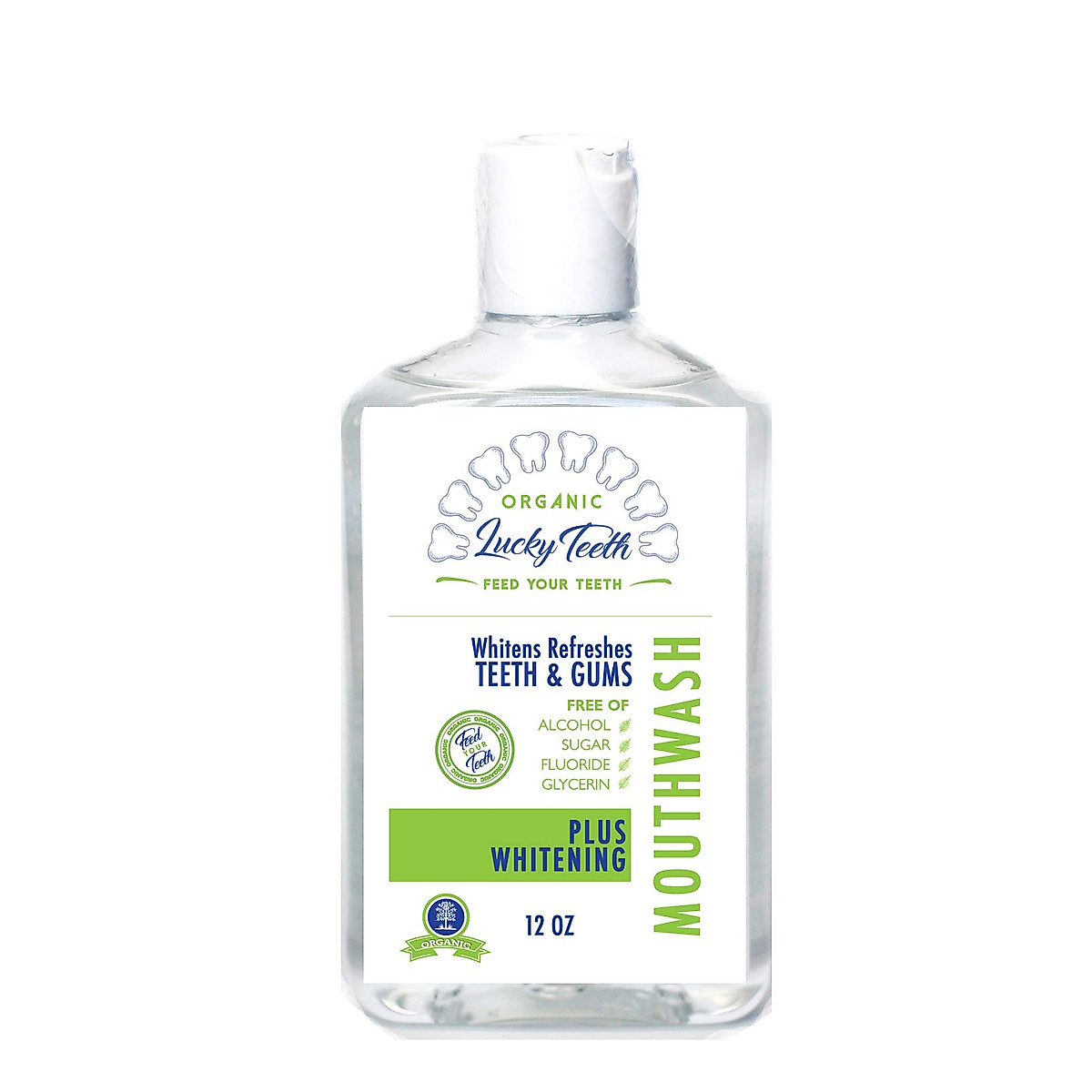 Lucky Teeth Organic Food Grade Peroxide MouthWash - Plus WHITENING - Whitens, Refreshes. Food Grade Peroxide + Essential Oils. … (1)