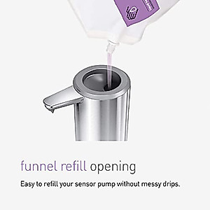 simplehuman 9 oz. Touch-Free Rechargeable Sensor Liquid Soap Pump Dispenser, Brushed Stainless Steel