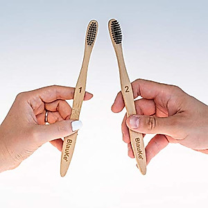 BlauKe Bamboo Toothbrushes Medium Bristles 5-Pack – Biodegradable, Sustainable, Natural, Eco Friendly – Black Charcoal Wooden Toothbrush Set