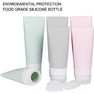 LARPIPAO TSA Certified Portable Soft Silicone Travel bottles Set - 6 Pack Leakproof Silicone Travel Bottles,Cosmetic Toiletry Containers(Label stickers)