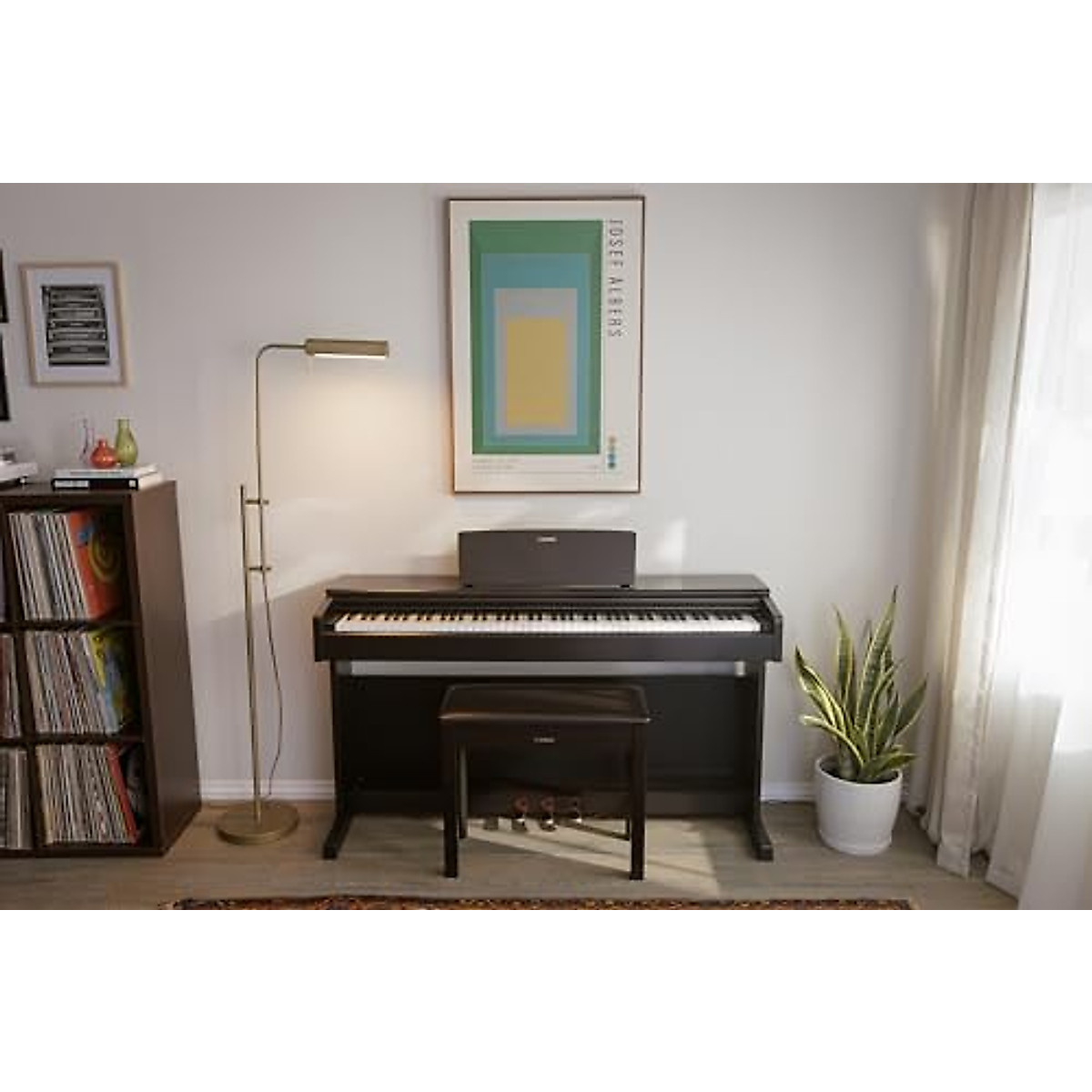 Yamaha Arius, 88-Key Weighted Action Digital Aspiring Musicians, CFX Concert Grand Piano Voice, 3-Pedal Unit, Bench Included, Classic Upright Design, Black, (YDP145B)