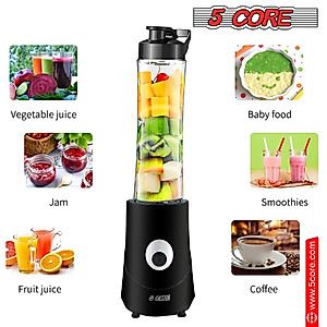 Generic 5 Core Smoothie Blender Personal Blender for Shakes and Smoothies 300W Powerful Food Processor with 20oz Portable Sports Bottle Single Blend Easy To Clean BPA Free 5C 421