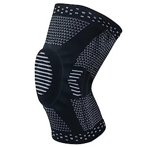 FOKULUNDA Knee Support Belt Sleeves Brace Sports Fitness Knee Pads with Side Stabilizers for Women Men Workout Running Joint Pain Relief Injury Recovery (Black, Medium)