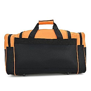 DALIX 21" Blank Sports Duffle Bag Gym Bag Travel Duffel with Adjustable Strap in Orange