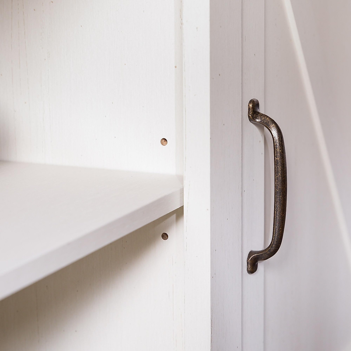 Walker Edison Larae Modern Farmhouse Two-Tone Barn Door Stand for TVs up to 65 Inches, Without Fireplace, Rustic Oak/White