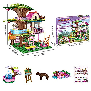 HOGOKIDS Tree House Building Toy with LED Light - 613PCS STEM Treehouse Girl Building Block Set with Fountain Animals, Birthday Gifts for Girls Boys Kids Ages 6 7 8 9 10 11 12+
