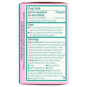 Bayer Chewable Low Dose Baby Aspirin Cherry 81 Mg 36-Count (Pack of 3)
