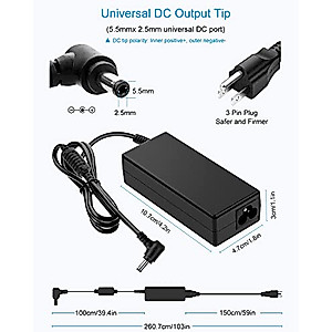 ALITOVE 65W 45W 33W Universal Laptop Charger,19V 3.42A-1.7A Monitor Power Supply Cord for Samsung LG TV HP Monitor Acer Spire Spin Chromebook Toshiba Satellite ASUS Gateway Harmon Kardon Speaker