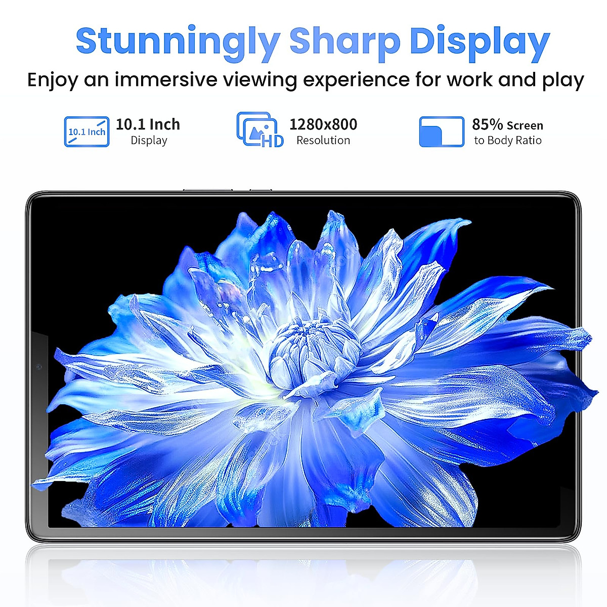 Topsand Latest Android 13 Tablet, 10.1 Inch Tablet with 2.0 GHz Quad-Core Processor, 64GB ROM, 1TB Expandable, Dual Auto Focus Camera with Face ID Unlock, GPS, Parental Control, 2.4G & 5G WiFi Tableta