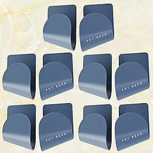 jojofuny Pot Lid Holder Wall Mount, 5 Pair ABS Self Adhesive Pot Lid Storage Rack Pot Lid Organizers Rest Shelf, Seamless Stickers Cabinet Door Pot Hangers- Blue