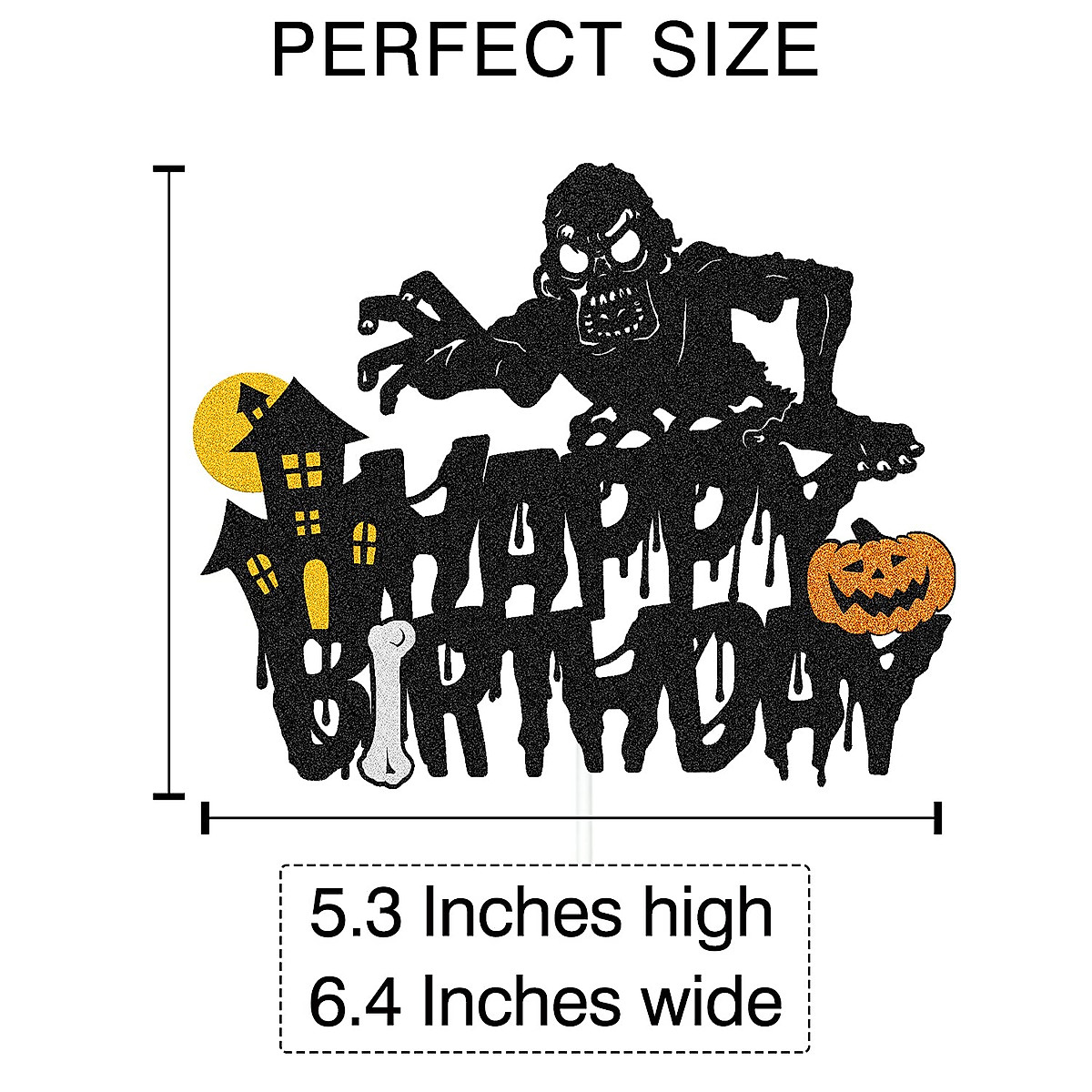 Halloween Birthday Cake Topper for Skull Wizard Witches Ghost Spooky house boo Cat Zombie Pumpkin Tombstone Theme Boys Girls Kids Men Women Happy Birthday Baby Shower Party Decorations Event Supplies