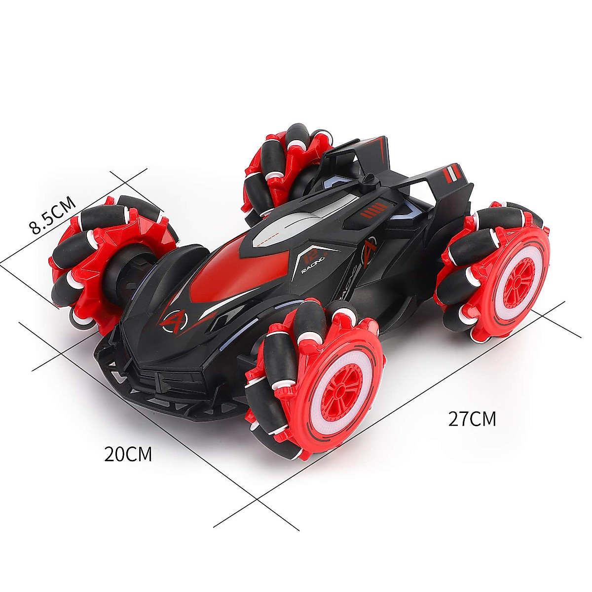 ClassicFun 1:14 Scale Large Remote Control Car,4WD Spray RC Drift Car,RC Crawler Toy Car, Monster Trucks for Boys,Girls,Kids and Adults,with 4 Motors and 3 Rechargeable Batteries (Black Red)