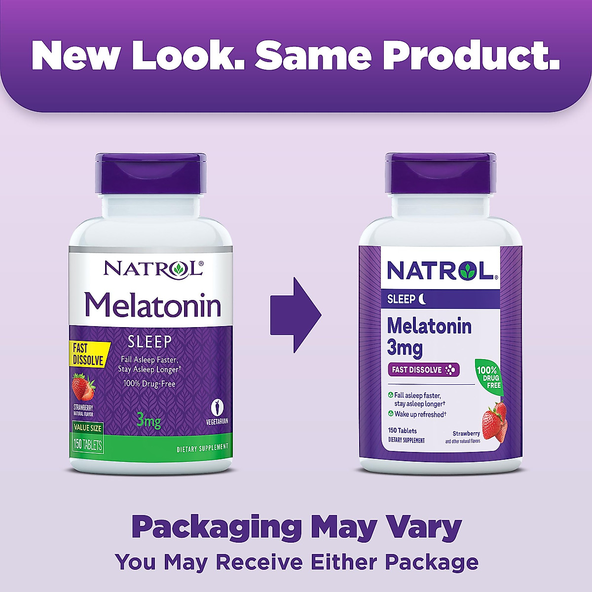 Natrol Fast Dissolve Melatonin 3 mg, Melatonin Supplements for Restful Sleep, Sleep Support for Adults, 150 Strawberry-Flavored Tablets, Up to a 150 Day Supply