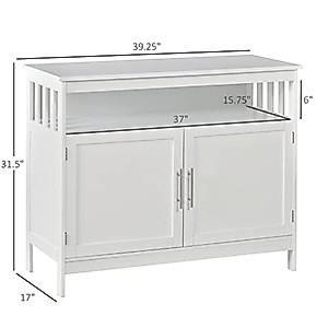 SEASD White Kitchen Sideboard, Buffet Cabinet, Wooden Storage Console Table with 2-Level Cabinet and Shelf