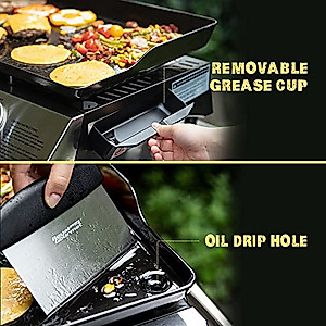 Royal Gourmet PD1302 3-Burner 26,400-BTU Portable Gas Grill Griddle, Flat Top for Outdoor Camping, Tailgating, Picnics, Silver