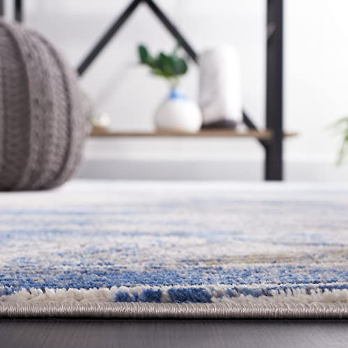 Safavieh Palma Collection 4'5" x 6'5" Beige/Blue PAM316A Modern Contemporary Abstract Non-Shedding Area Rug