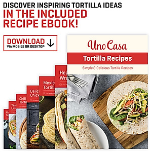 Uno Casa Cast Iron Tortilla Press 10 Inch with Cast Iron Comal Pan - Bundle of Cast Iron Tortilla Skillet for Roti Pan, Tawa Pan, Dosa Pan & Tortilla Press Pataconera
