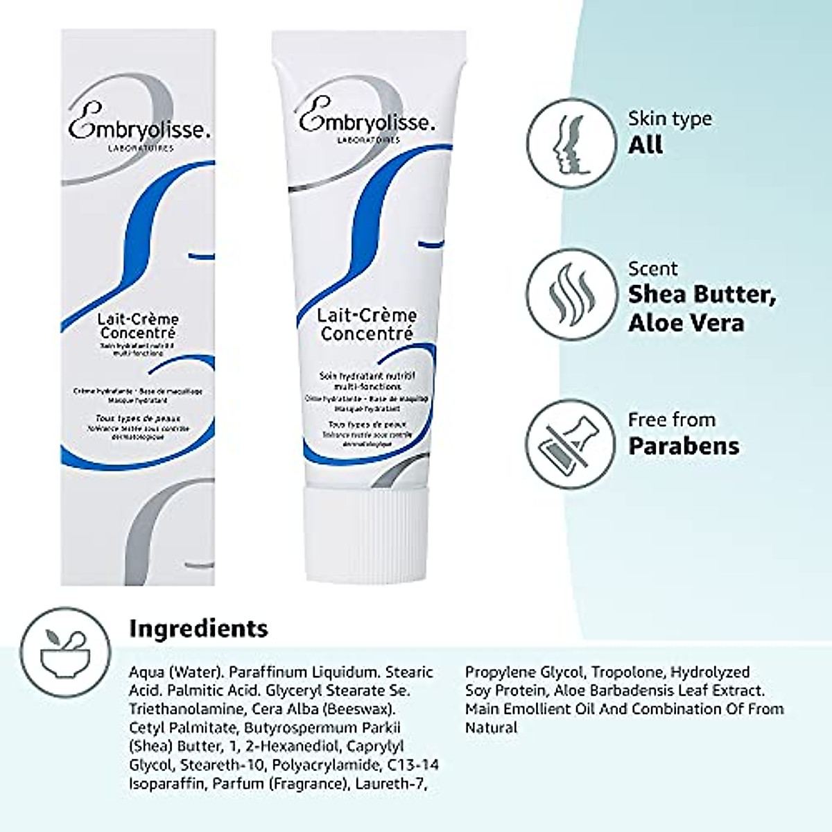Embryolisse Lait-Crème Concentré, Face Cream & Makeup Primer - Cream for Daily Skincare - Face Moisturizers for All Skin Types (1.01 Fl Oz (Pack of 1))