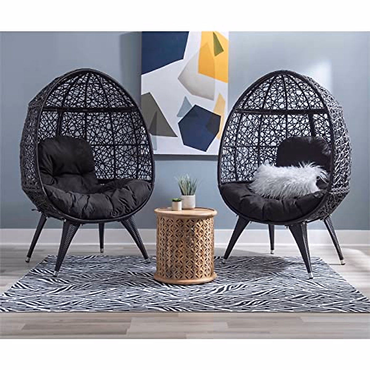 Linon Cloyd Metal Indoor Outdoor Round Chair in Black