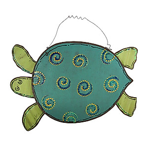 Green and Blue Tin Sea Turtle Wall Hanging