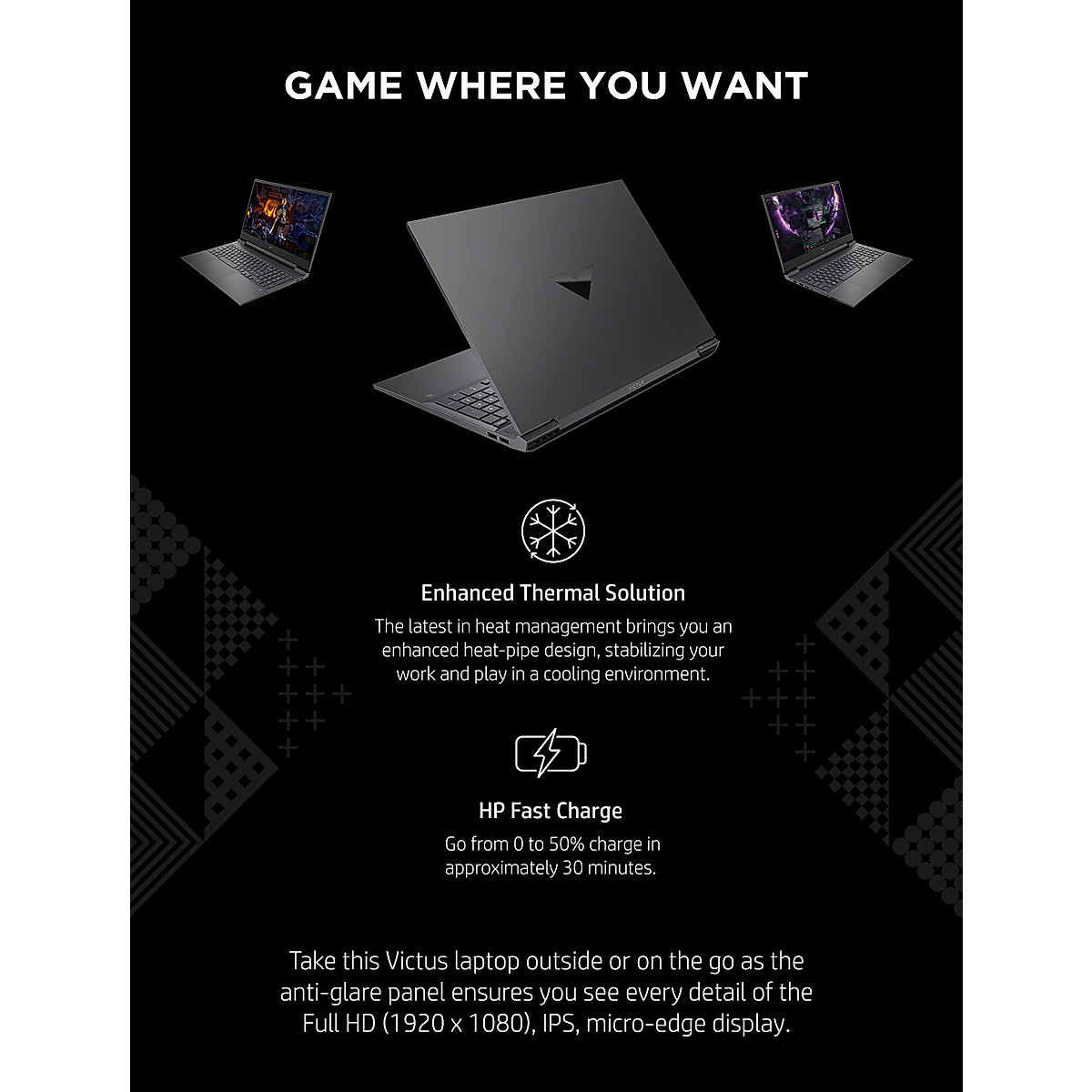 HP Victus 16 Gaming Laptop, NVIDIA GeForce RTX 3060, 12th Gen Intel Core i7-12700H, 16 GB RAM, 512 GB SSD, FHD IPS Display, Windows 11 Home, Backlit Keyboard, Enhanced Thermals (16-d1010nr, 2022)