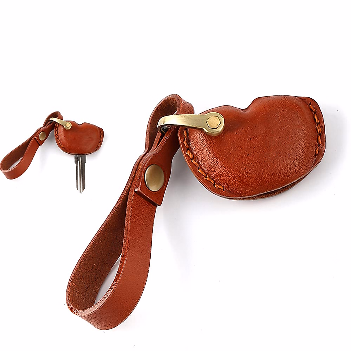 SANRILY Genuine Leather Key Holder for Vespa GTS GTS250 GTS300 Piaggio 3VTE Fly 125 200 300 GTV LXV150 GTV250 Keyless Motorcycle Keychains Holder Brown