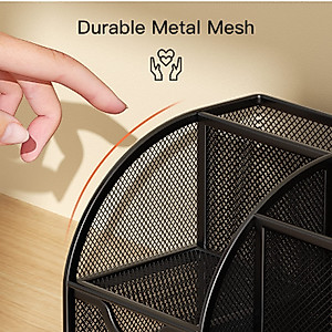 Pipishell Mesh Desk Organizer Multifunctional Desktop Organizer Office Supplies Holder with 6 Compartments and 1 Drawer for Home Office School Classroom