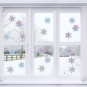 TaoBary 2 Pack Frozen Snowflake Banner Garland Frozen Birthday Party Decorations Winter Snowflake Banners Blue Purple Silver Glitter Snowflake Garland for Wonderland Baby Shower Decorations