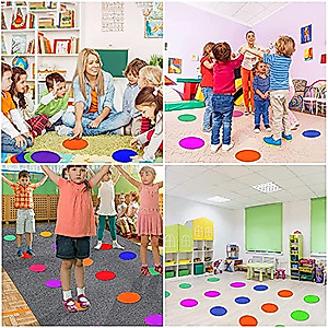 ZIECE Poly Spots Spot Markers for Gym Floor 9inch 10inch 12/18/36 Pcs Flat Cones Non-Slip Rubber Floor Dots Circles for Kids Sports Soccer Basketball Agility Training Dance Classroom